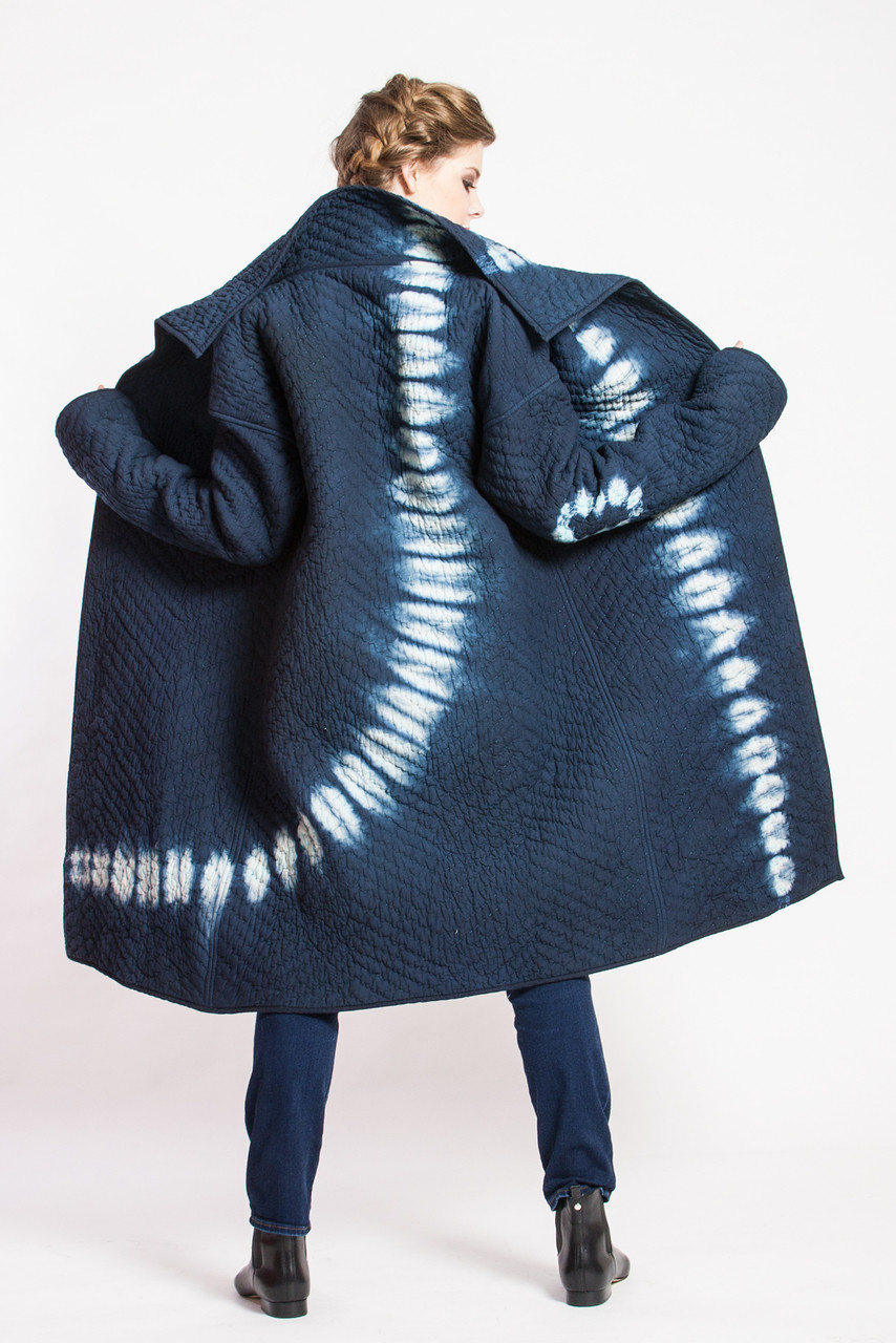 CIRCLE of 3: Curved Tracks Kantha Quilted Coat - maryjaeger.com