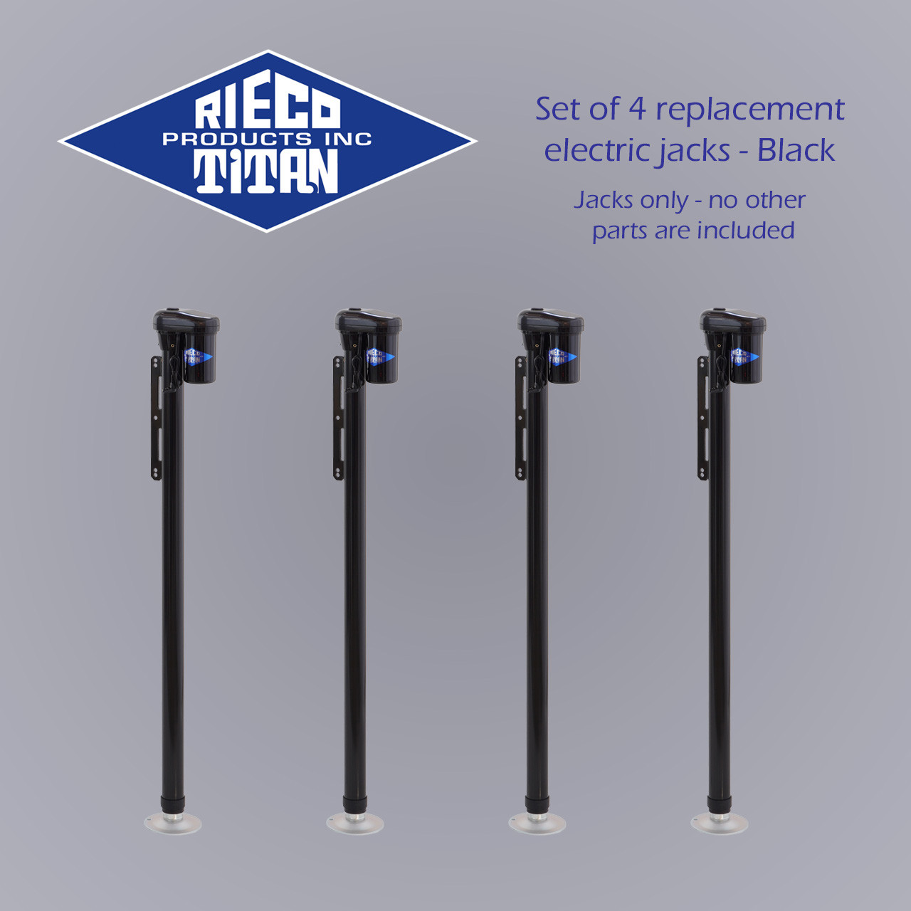 Rieco Titan 56342 RV Electric Truck Camper Loading Jacks - 4 Pack - Black