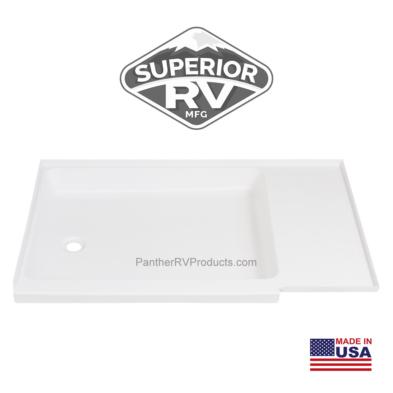 Superior RV 2323SP 23” x 23” Shower Pan / Tray – Left Drain