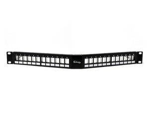 Unpopulated Angled 24 Port High Density Patch Panel, 1U Rack Mount