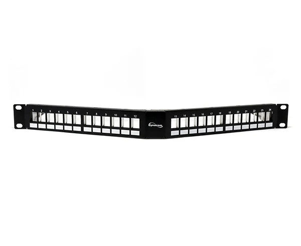 Unpopulated Angled 24 Port High Density Patch Panel, 1U Rack Mount