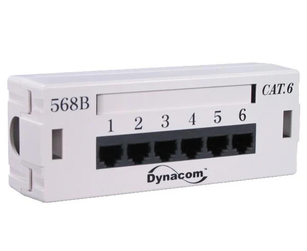 CAT6 Patch Panel 6-Port Rear, Terminating, Unshielded, Surface Mount