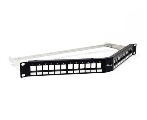 Unpopulated Angled 24 Port High Density Patch Panel, 1U Rack Mount