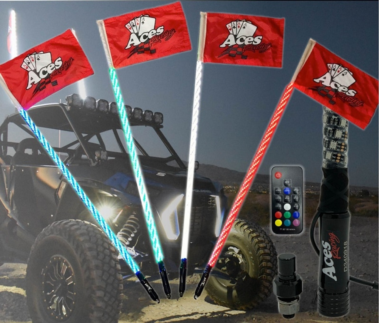 Yamaha Viking Wolverine Yxz 200 Combination Deluxe Lighted Whips