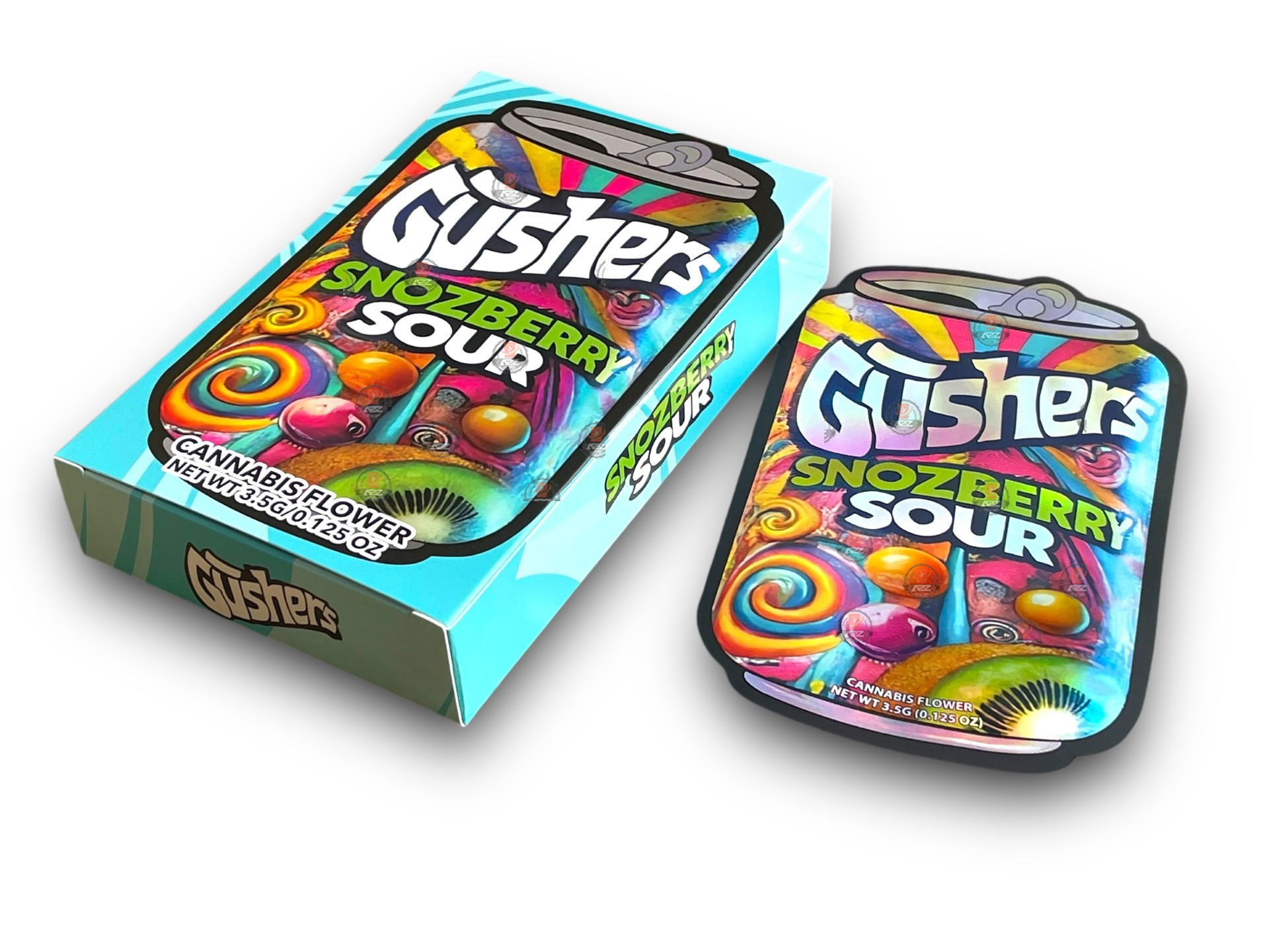 Gushers Snozberry Sour Mylar Bags with Boxes 3.5g Box Packaging