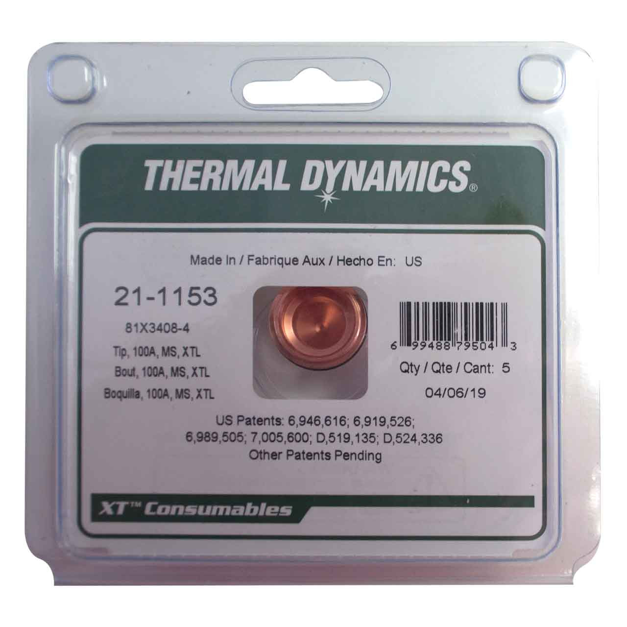 Thermal Dynamics 21-1027 Shield Cap, 100A, MS, 5 pack