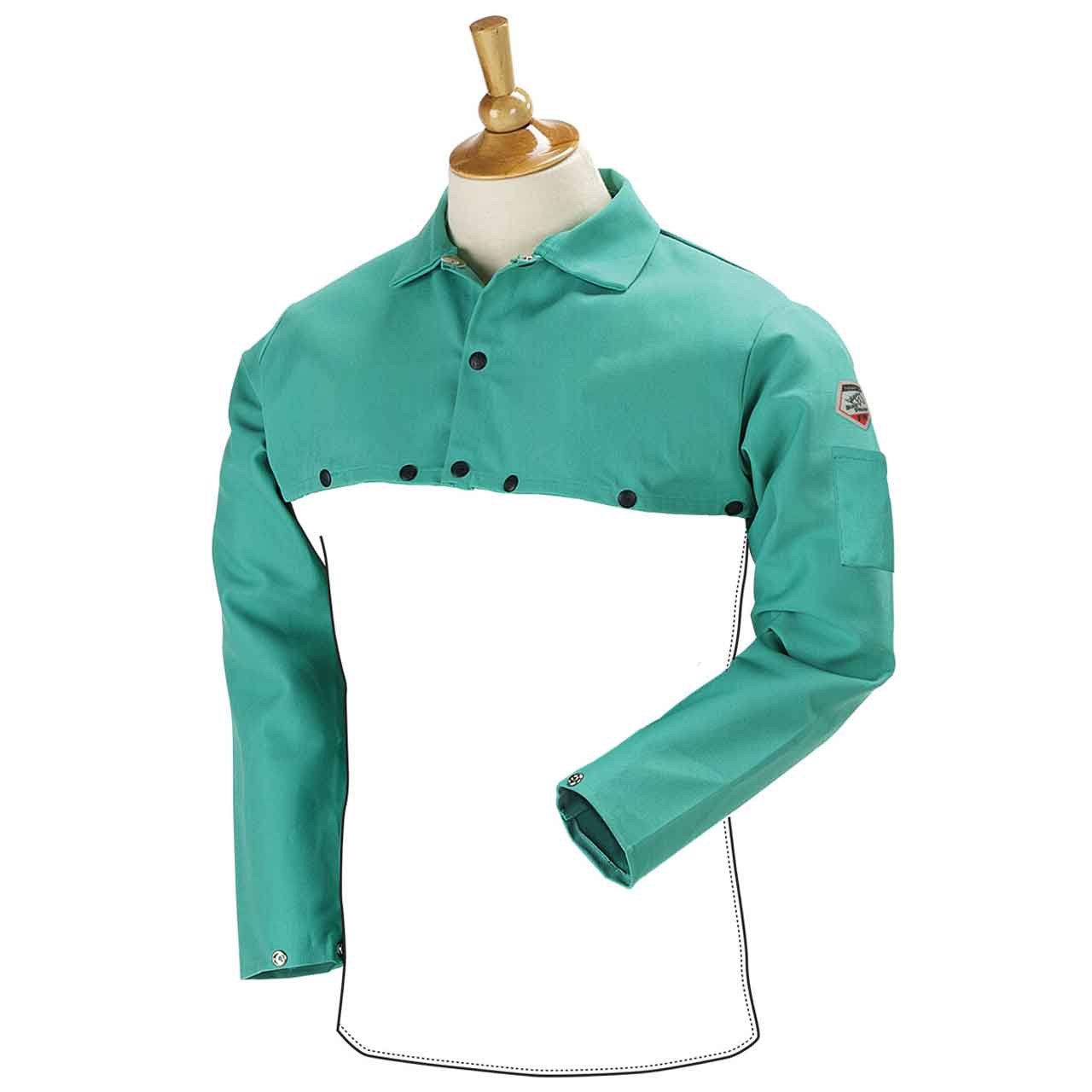 Black Stallion F9-21CS FR Cotton Welding Cape Sleeves, 9 oz, Green, Small