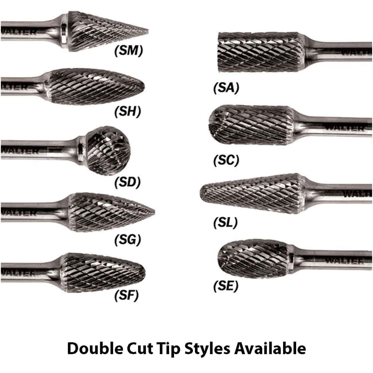 Walter 01V069 1/2x1-1/8 Double Cut Tungsten Carbide Burr for Non ...