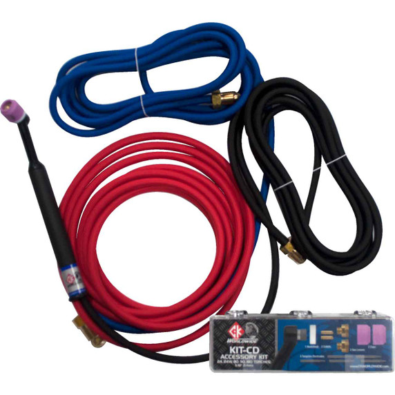 CK24 Water Cooled Cut-Down GTAW TIG Torch Kit, 180A, 12.5', 1-Pc, Super ...