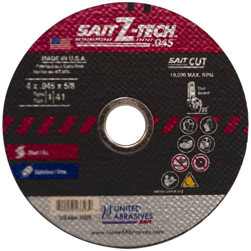 United Abrasives SAIT 23323 4x.045x5/8 Z-Tech High Performance Cut-off ...