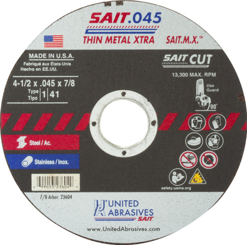 United Abrasives SAIT 23604 4-1/2x.045x7/8 SAIT.M.X. Thin Metal Xtra ...