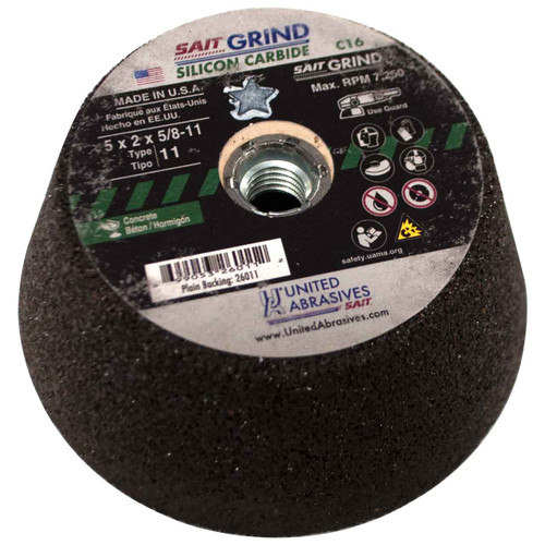 United Abrasives SAIT 26011 5x2x5/8-11 C16 Plain Backed Tough Grinding ...