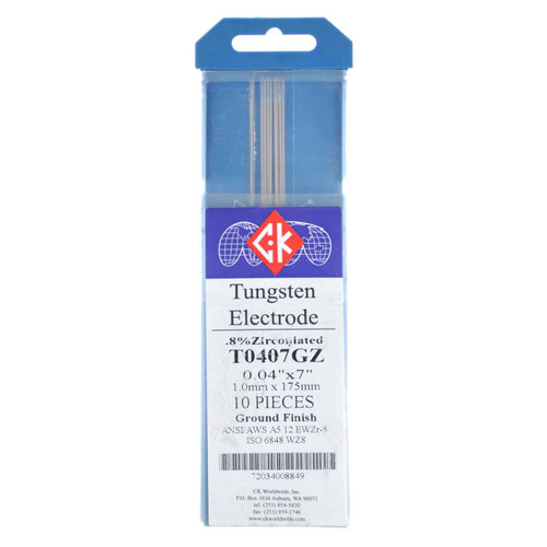 CK T0407GZ 0.8% Zirconiated Zironiated Tungsten Electrode .040" X 7 ...