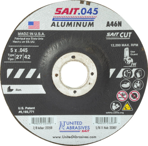 United Abrasives SAIT 22350 5x.045x7/8 A46N Aluminum Aggressive Cut-off ...