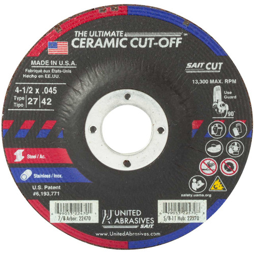 SAIT 22470 The Ultimate Ceramic™ Cutting Wheels 4-1/2" Diameter with 7/ ...