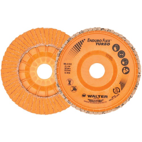 Walter 06A512 5x7/8 Enduro-Flex Turbo Discs Fast Grinding Blending Flap ...