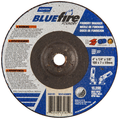 Norton 66252843181 4x1/4x3/8 In. BlueFire ZA/SC Foundry Grinding Wheels ...