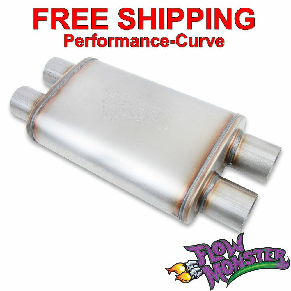 FlowMonster Stainless Performance Muffler 2.5" Dual \ 2.5" Dual 11386 ...