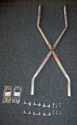 2.5" Universal Exhaust Crossover X Pipe Kit with Collectors Full Boar ...