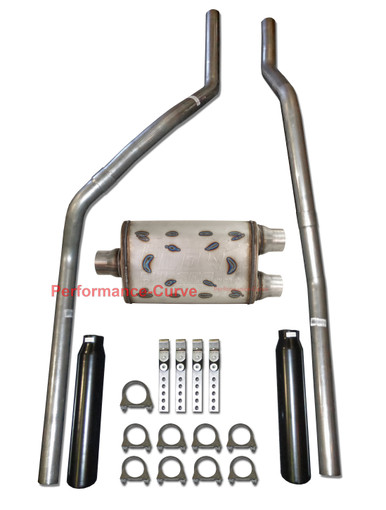 83-01 Chevrolet GMC S10 S15 Mandrel Bent Dual Exhaust w/ Flow Chaser ...