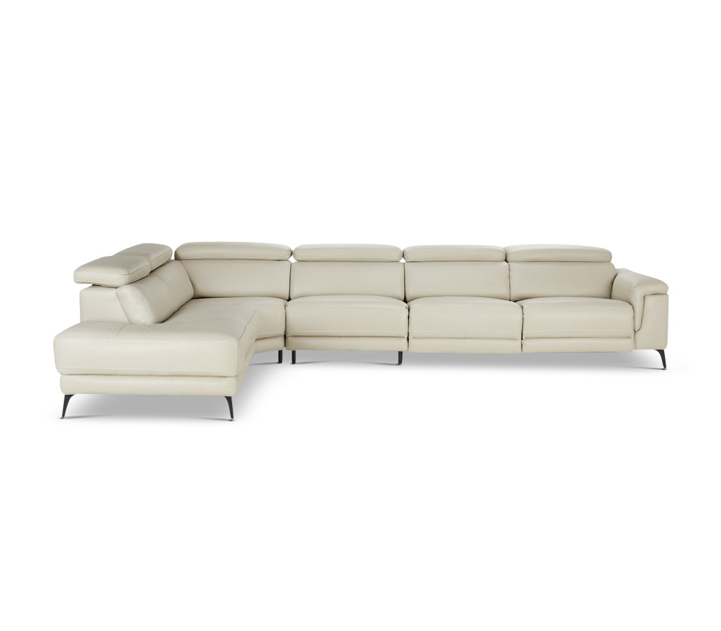 Bergamo Leather Three Power Recline 151" Sectional-Stone - Kasala