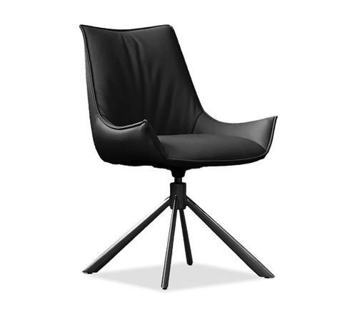 Imola Swivel Leather Dining Chair-Black - Kasala