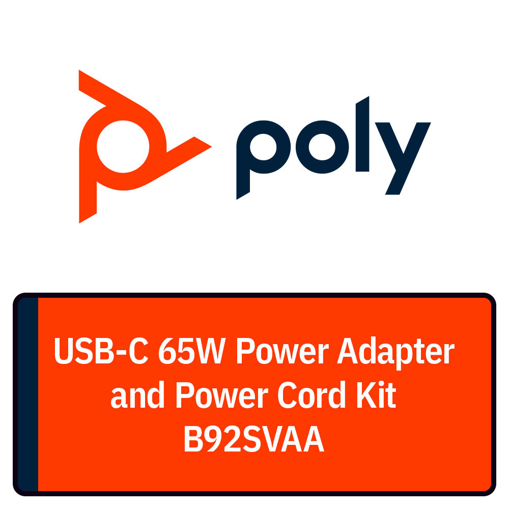 Poly|HP USB-C 65W Power Adapter and Power Cord Kit (B92SVAA) - IP Phone ...