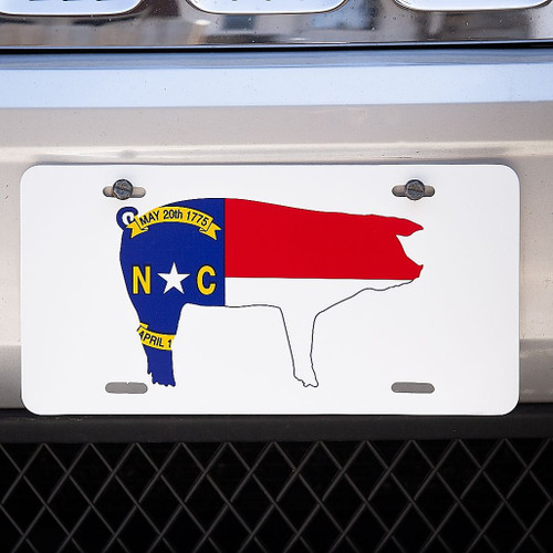 NC Pig Flag License Plate, Black