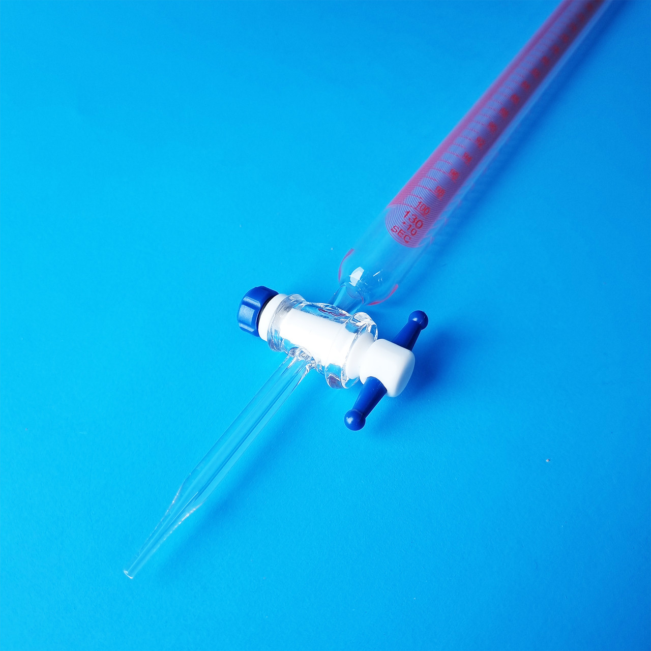 PYREX® Straight Burette with PTFE Stopcock, 0.2 ml Graduations, Class B ...