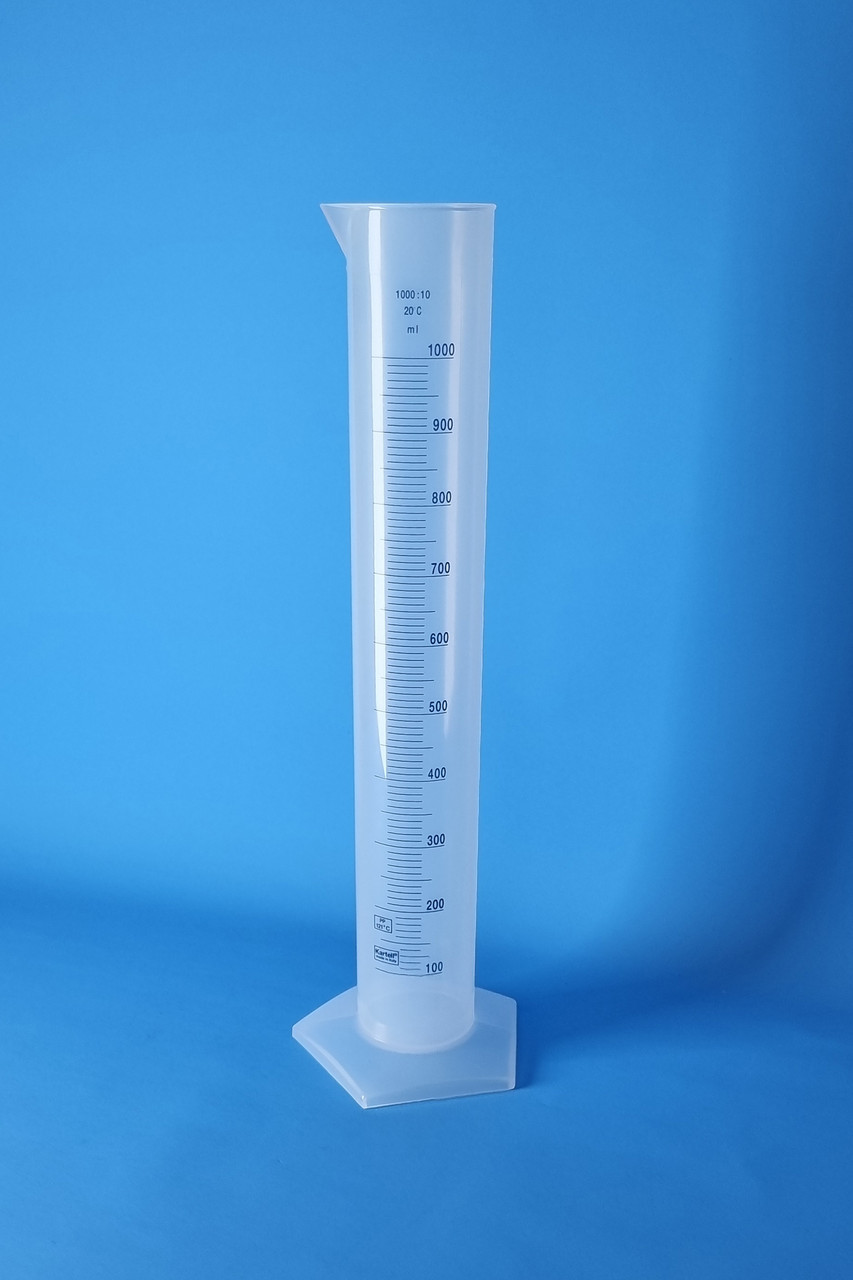 Polypropylene Measuring Cylinder, Tall Form, Blue Graduated, 1000ml ...