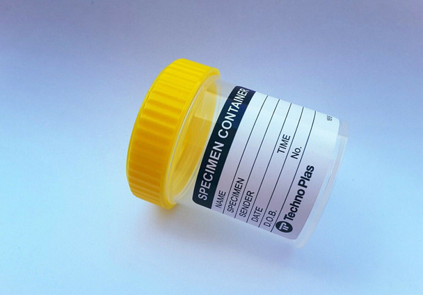 Screw Cap Container, Labelled, Sterile with Yellow Cap, 70ml (Carton of ...