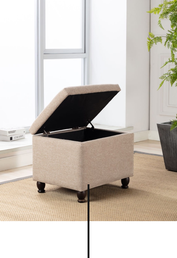 Rectangle Storage Ottoman with Hinged Lid - Wovenbyrd