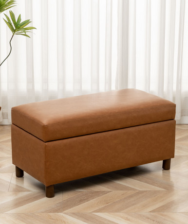 36" Wide Rectangle Storage Bench with Wood Legs