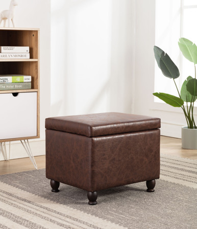 Rectangle Storage Ottoman with Hinged Lid - Wovenbyrd