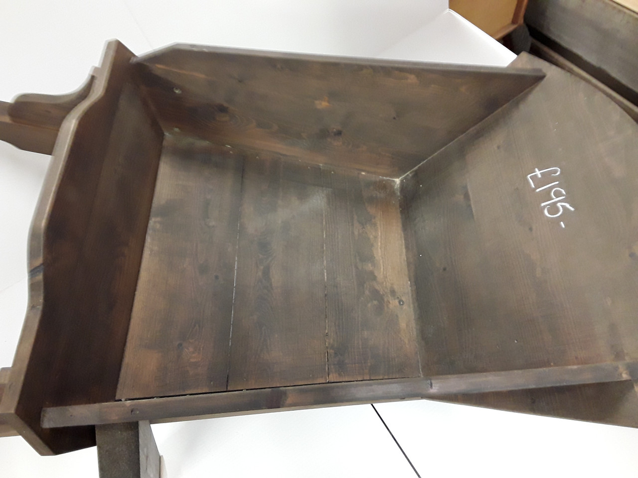REDWOOD WHEELBARROW / SHOP DISPLAY / ORNAMENTAL FEATURE.