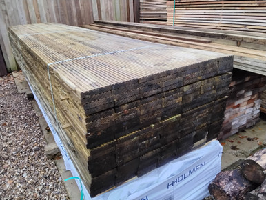 Softwood Pressure Treated Green Smooth Grooved Decking Boards