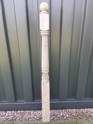 TREATED DECKING NEWEL POST WITH BALL CAP