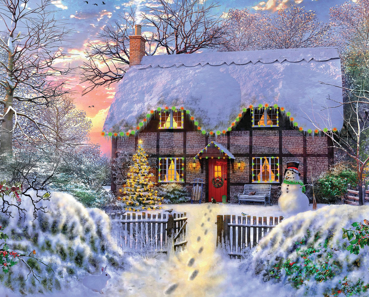 Cottage in the Snow 1000 Piece Jigsaw Puzzle