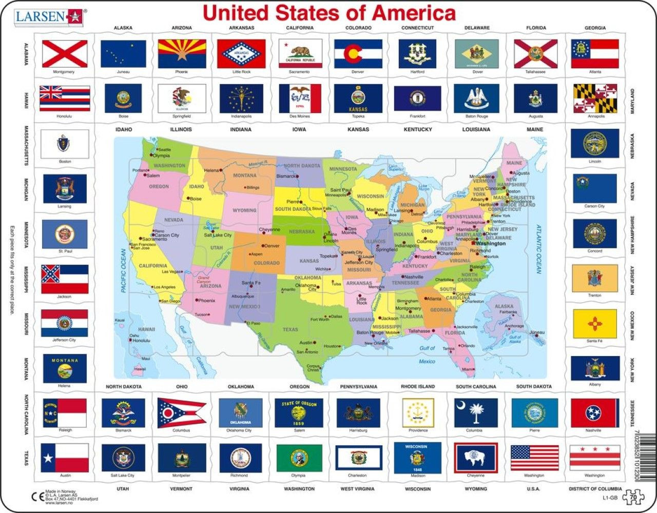 United States of America State Flags 70 Piece Children's Educational ...