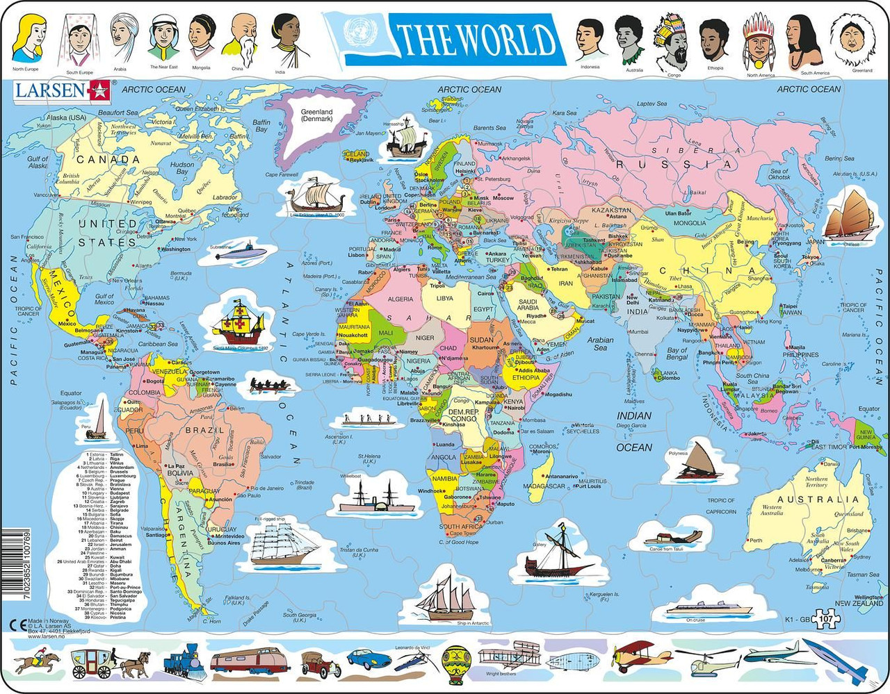 World Political 107 Piece Children's Educational Jigsaw Puzzle