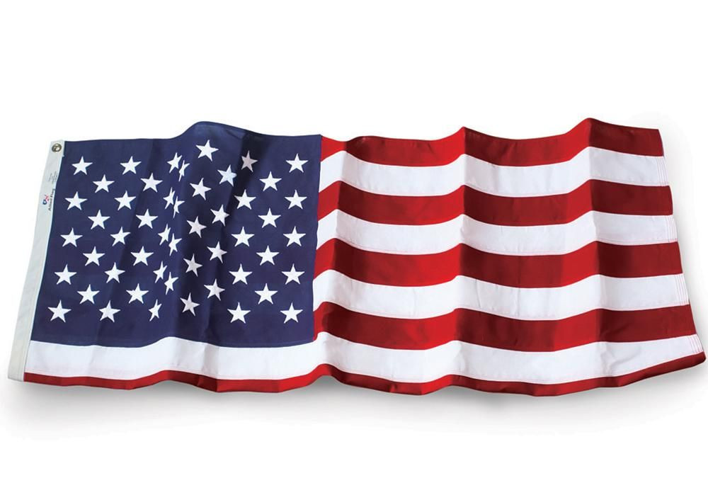 U.S. Flag Set - 3' x 5' Embroidered Polyester Flag and 7' Spinning Flag ...