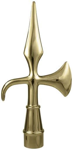 Battle Axe Flag Pole Ornament w/ Spindle - 8 1/4" - Gold Finish