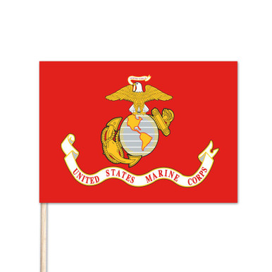 U.S. Marine Stick Flag - 4" x 6" - Endura-Gloss - 144 Minimum Order