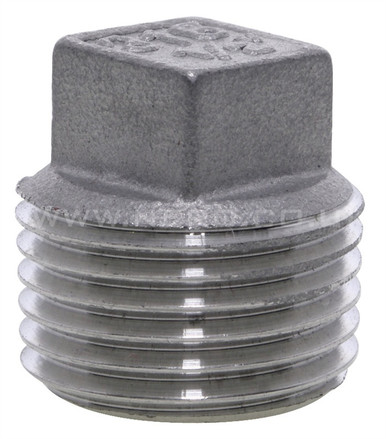 3/4 in. MNPT 150# Global Square Head 304 Stainless Steel Plug - Seneca Tank