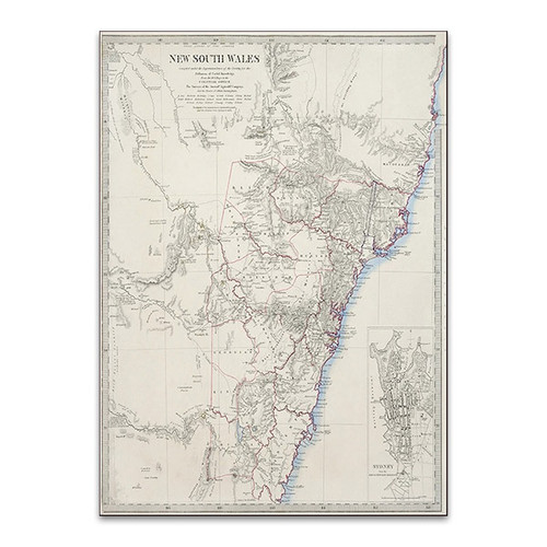 Sydney Antique Map Art Print | Australia Canvas