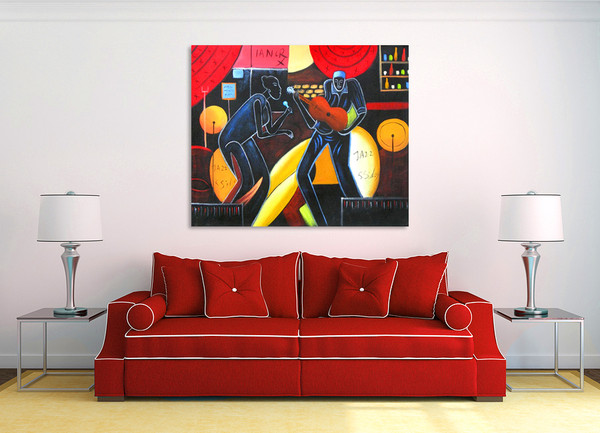 Jazz Musicians In Art Deco Paintings And Canvas For Sale
