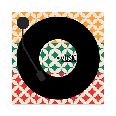 Vinyl Music Retro Art Print | Square Music Wall Art on Canvas