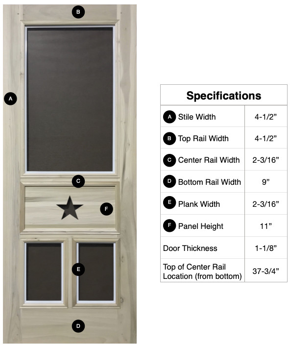 Traditional Screen Doors - Star Screen Door | Wooden Screen Doors