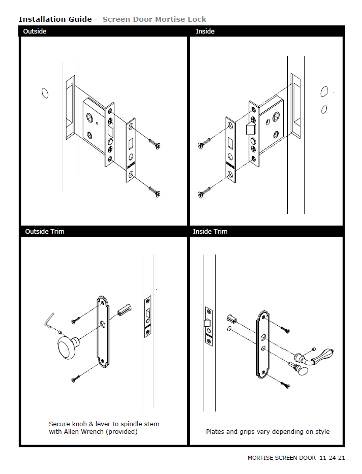 Wood Screen Door Hardware Kit- Oil Rubbed Bronze Hardware | Wooden ...