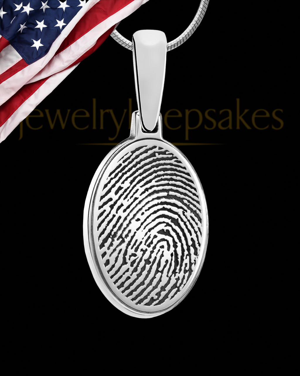 Solid 14k White Gold Oval Thumbprint Pendant White Gold Fingerprint Keepsakes